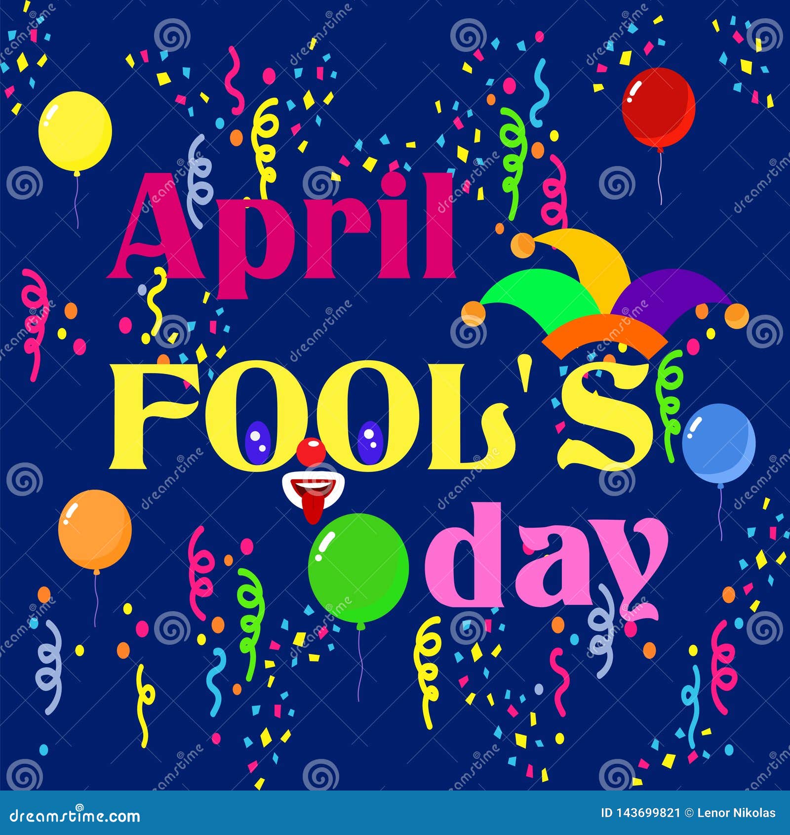 First Of April Icons Set, Cartoon Style Vector Illustration ...