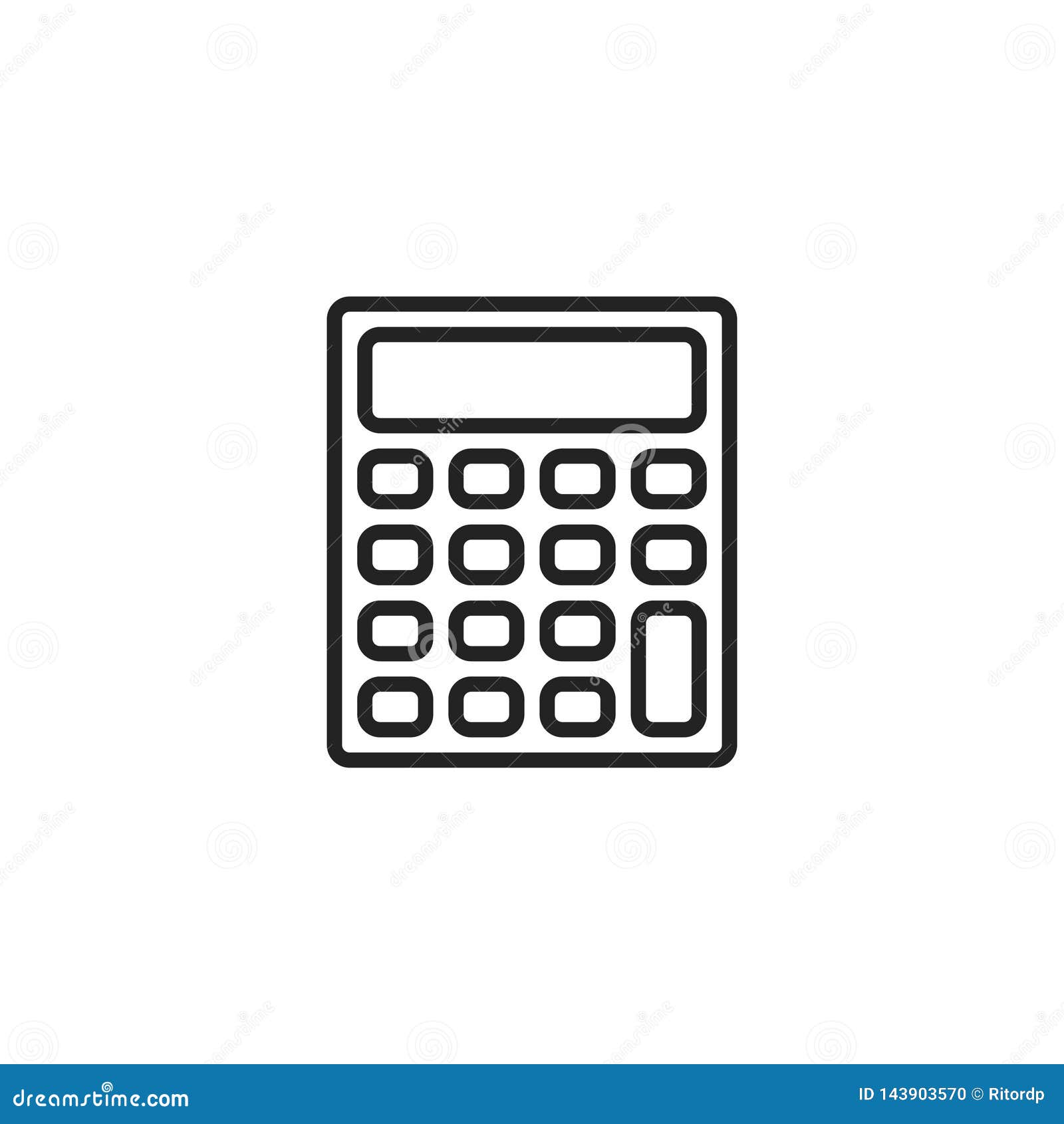 Calculator Outline Vector Icon, Symbol or Logo. Stock Vector ...