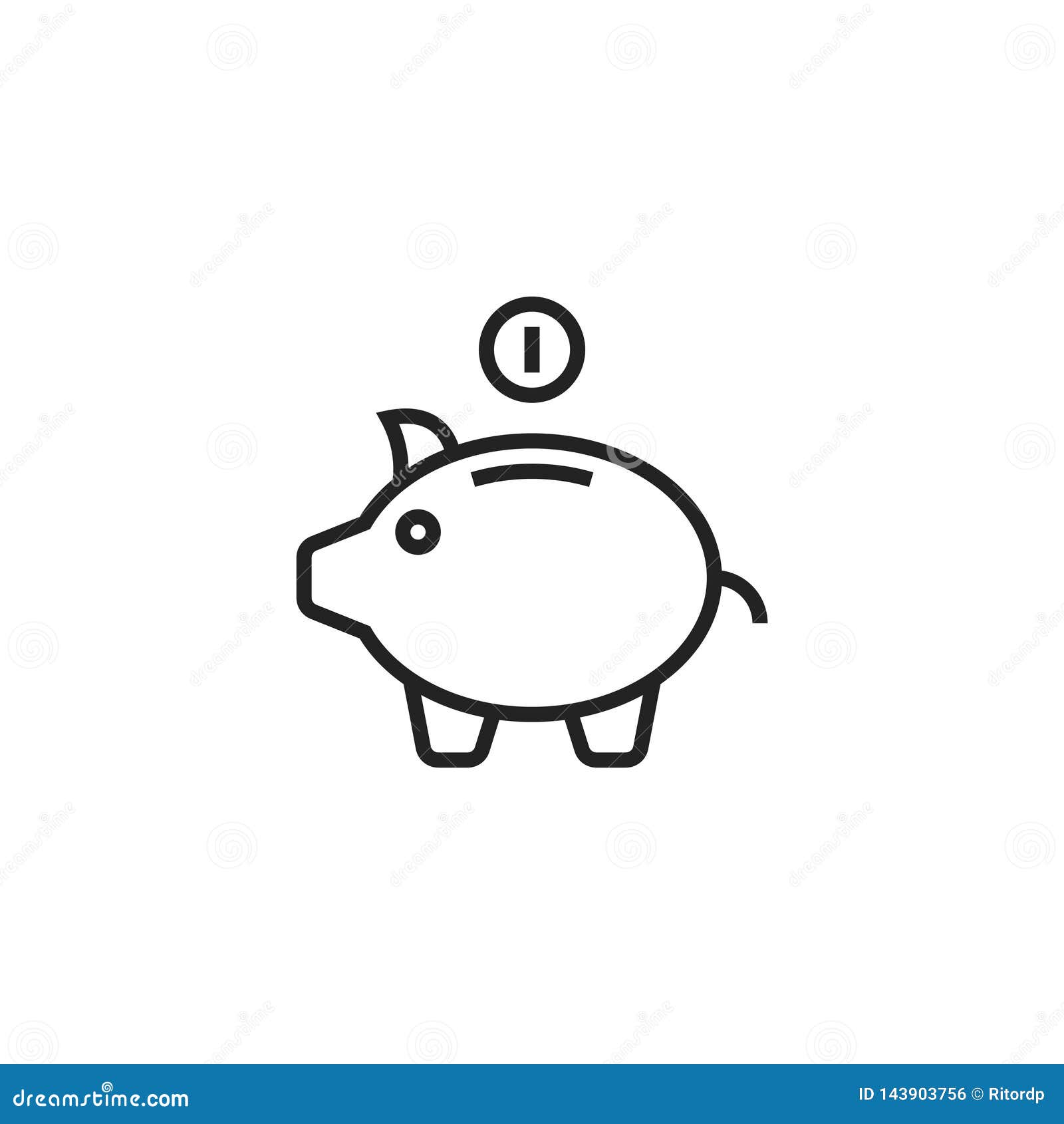 Moneybox Outline Vector Icon, Symbol or Logo. Stock Vector ...