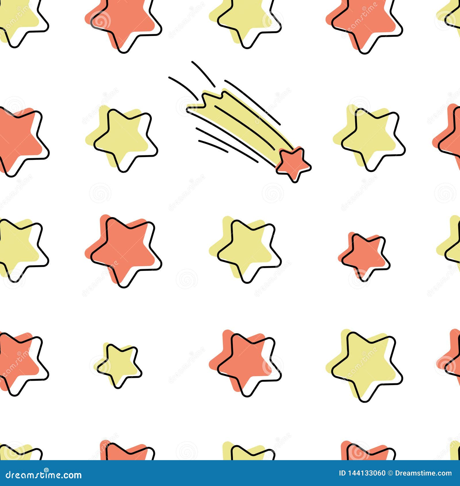 Seamless Vector Pattern with Cartoon Stars Stock Vector - Illustration ...