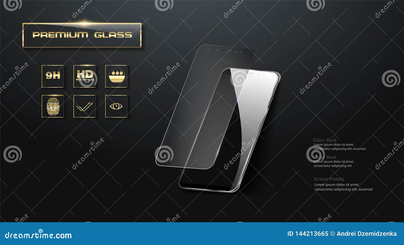 Premium Screen Protector Glass. Vector Stock Vector - Illustration of ...