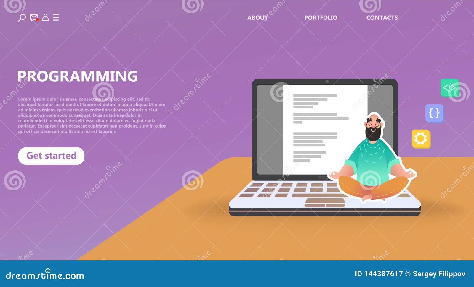 Programmer at work concept stock vector. Illustration of design - 144387617