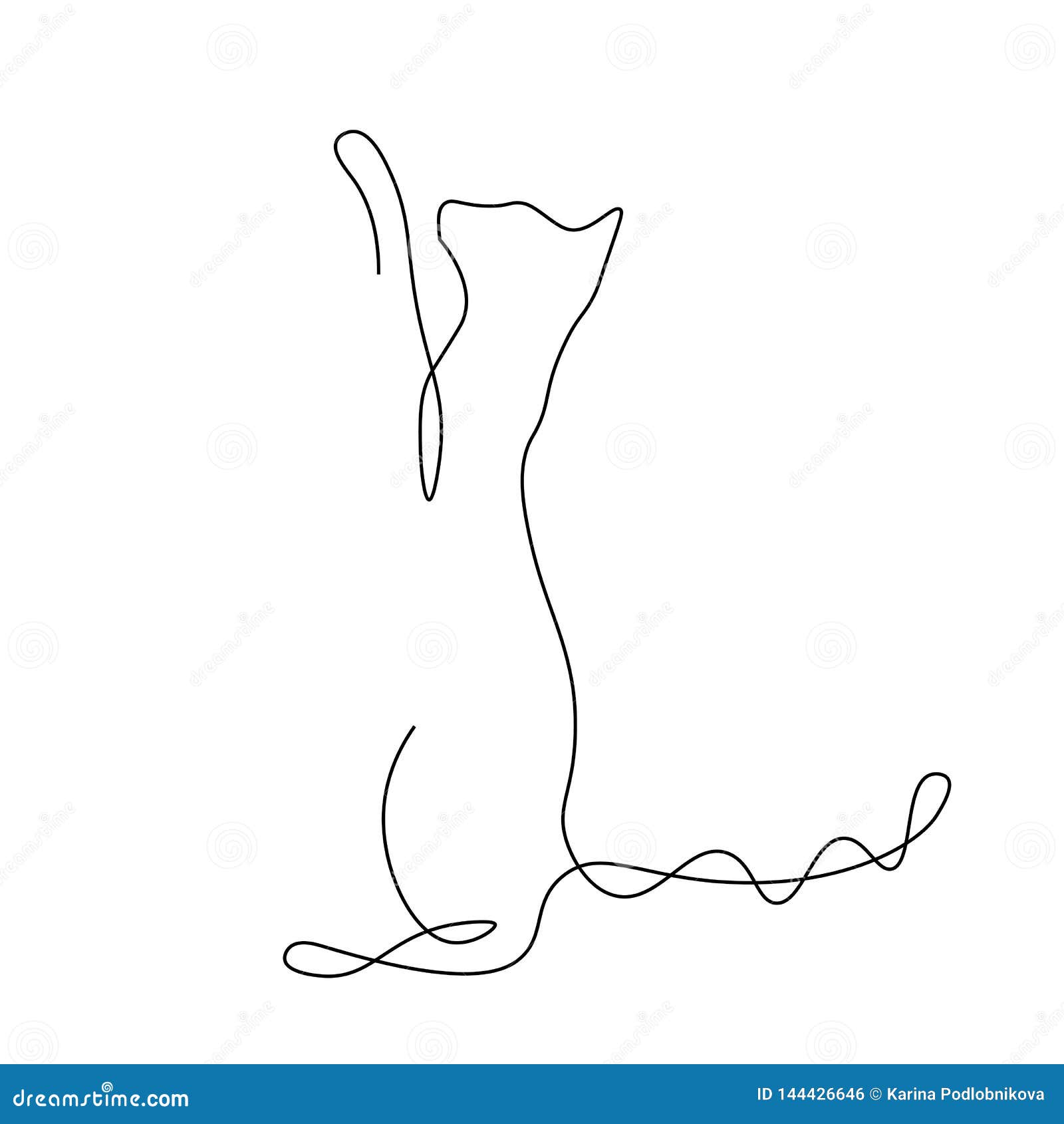 Cat One Line Drawing Vector Illustration Stock Vector - Illustration of ...