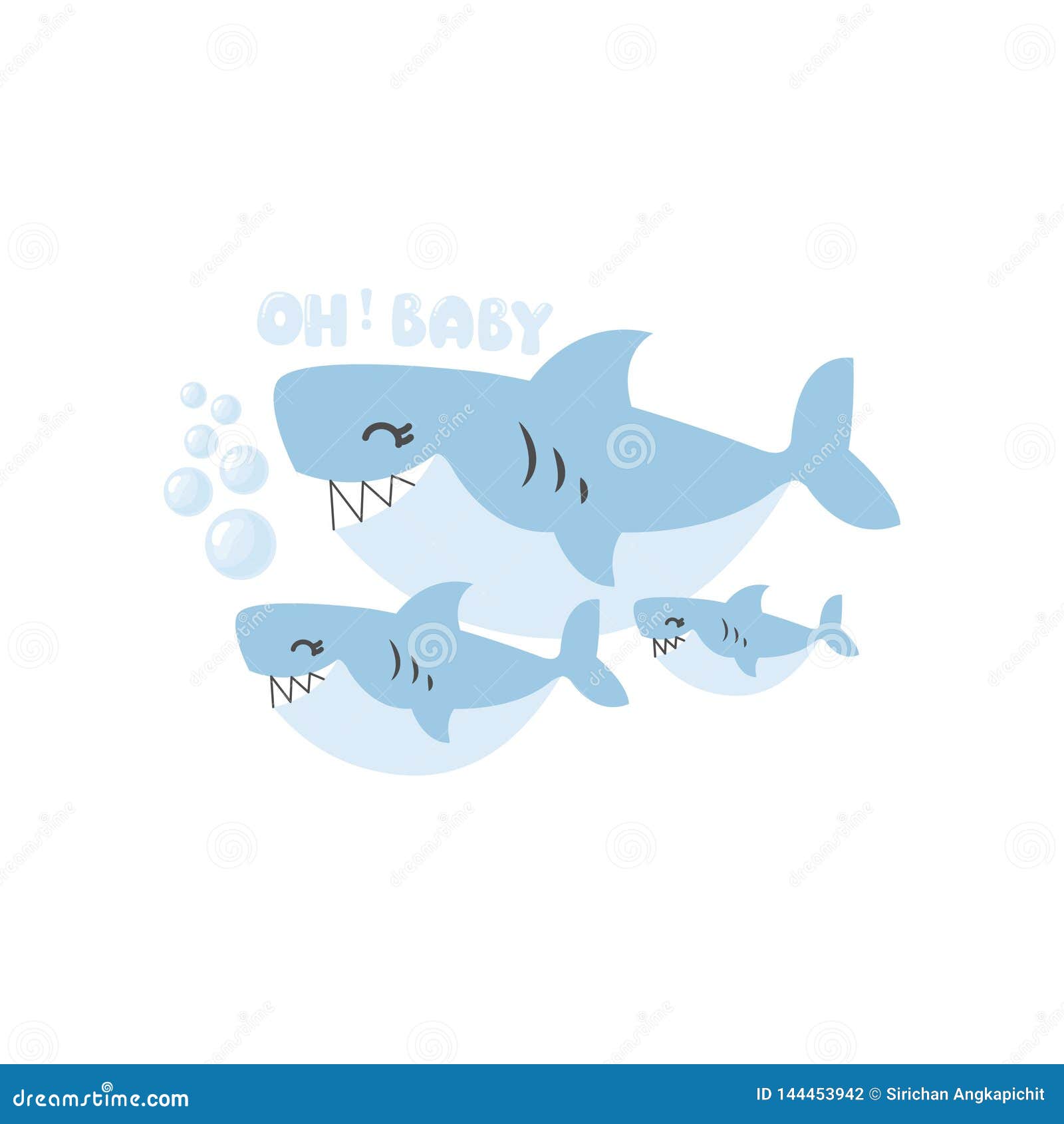 Baby Shower Under the Sea with Cute Shark Cartoon. Stock Vector ...