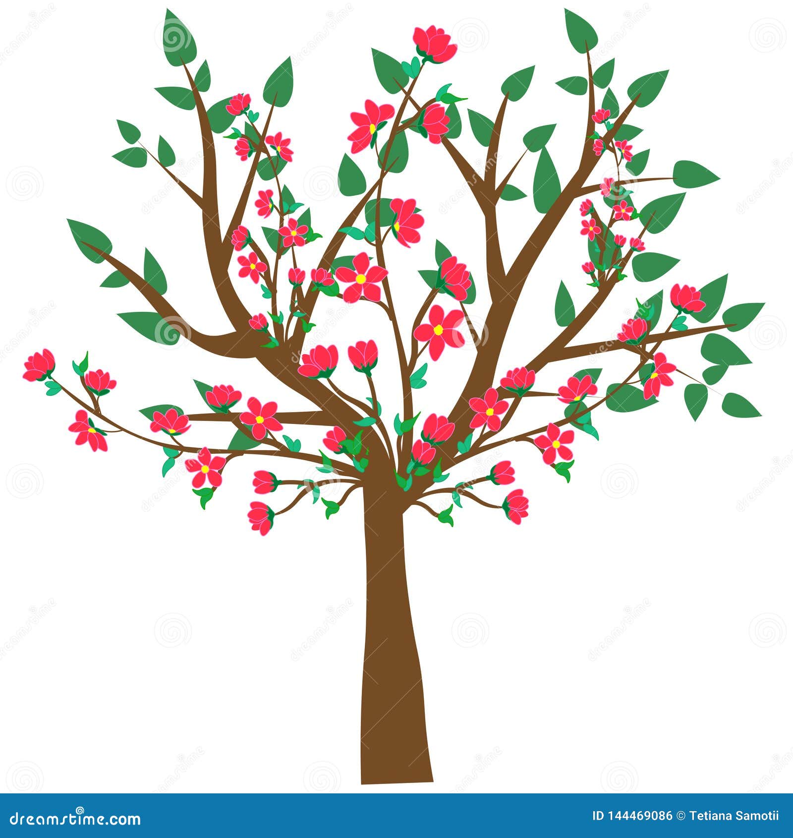 Web. Vector Illustration of an Abstract Blossoming Cherry Tree Isolated ...