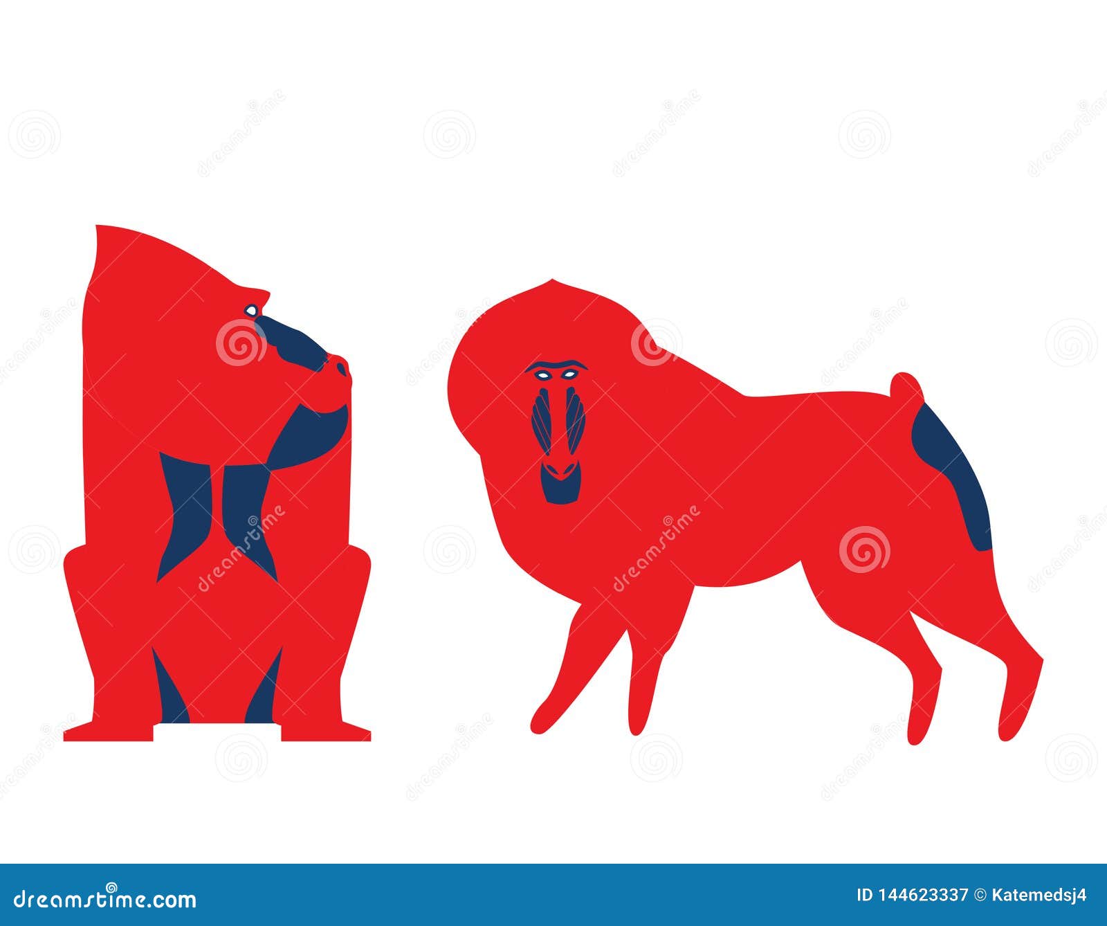 Vector Illustration of Baboon. Vector Baboon in Unusual Bold Colors ...