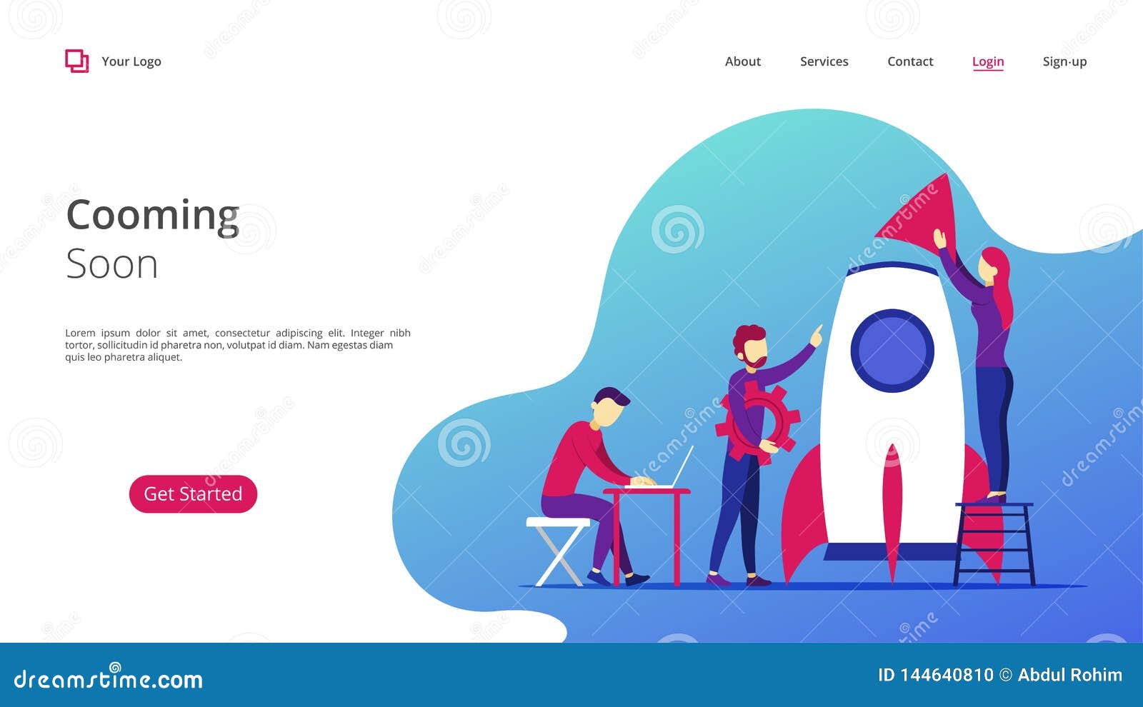 Creative Idea of a Teamwork To Coming Soon Spaceship Stock Illustration ...