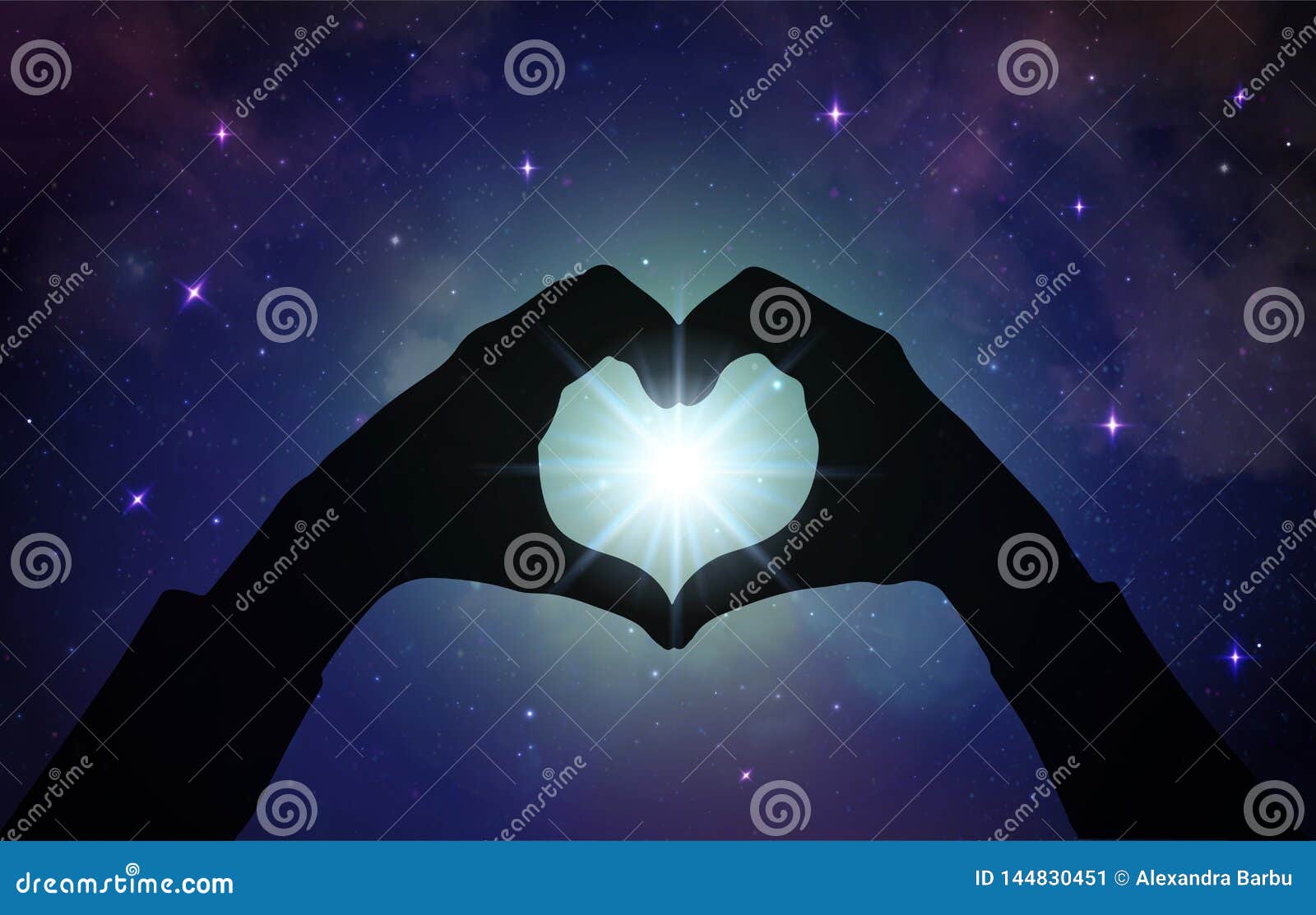 Magical Love Healing Energy From Hands With Rainbow Sky Background ...