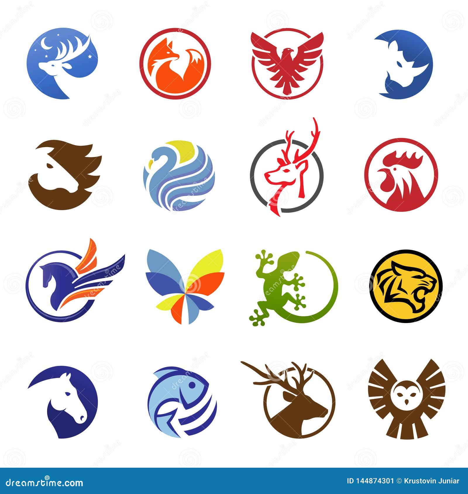 Simple Modern Animals in Circle Logo Stock Vector - Illustration of ...