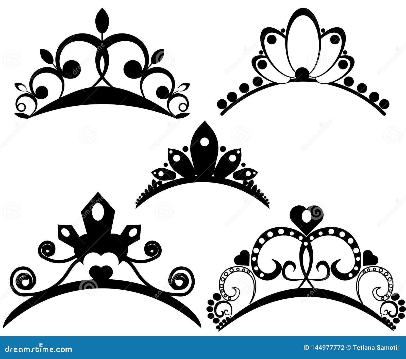 Vector Tiaras Set. Crown Royal for Queen or Princess, Symbol Royalty ...
