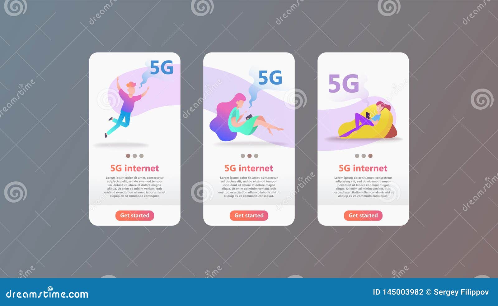 5G Network Concept. Cartoon Character Uses Fast Mobile Internet Lte ...