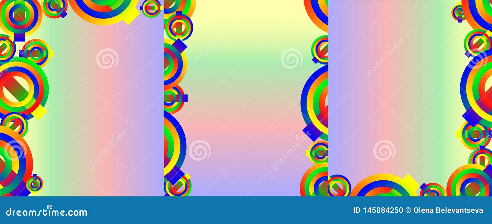Set of Abstract Backgrounds, Covers with Colored Circles on a Rainbow ...