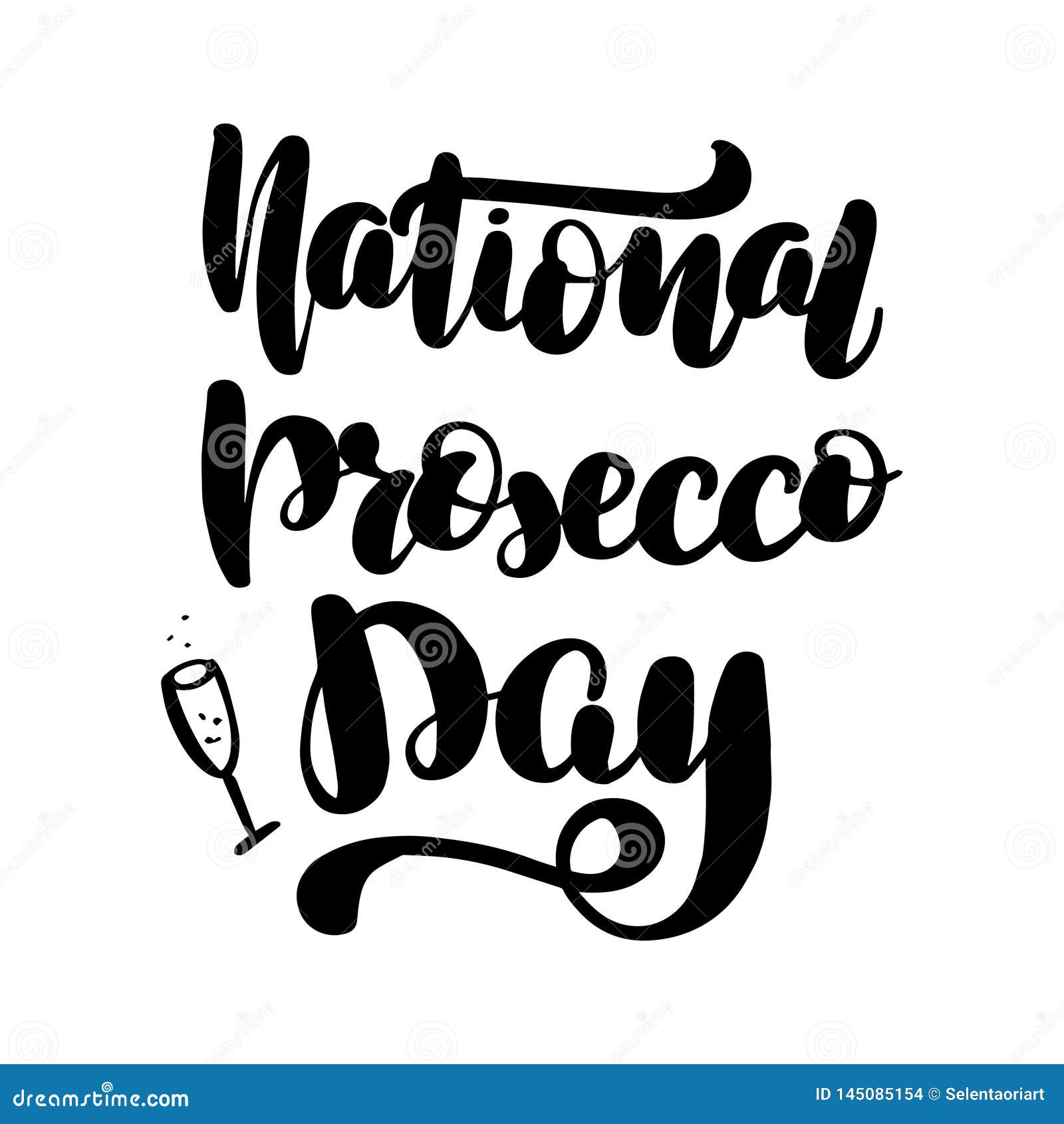 Prosecco Calligraphy Lettering With Hand Drawn Clicking Champagne ...