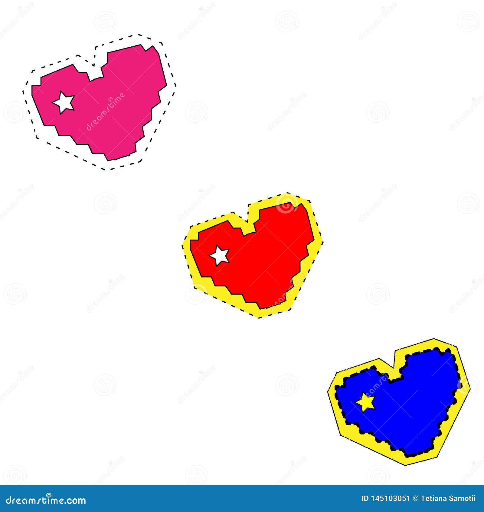 Set Of Hearts Drawing By Colored Pencils Vector Illustration ...