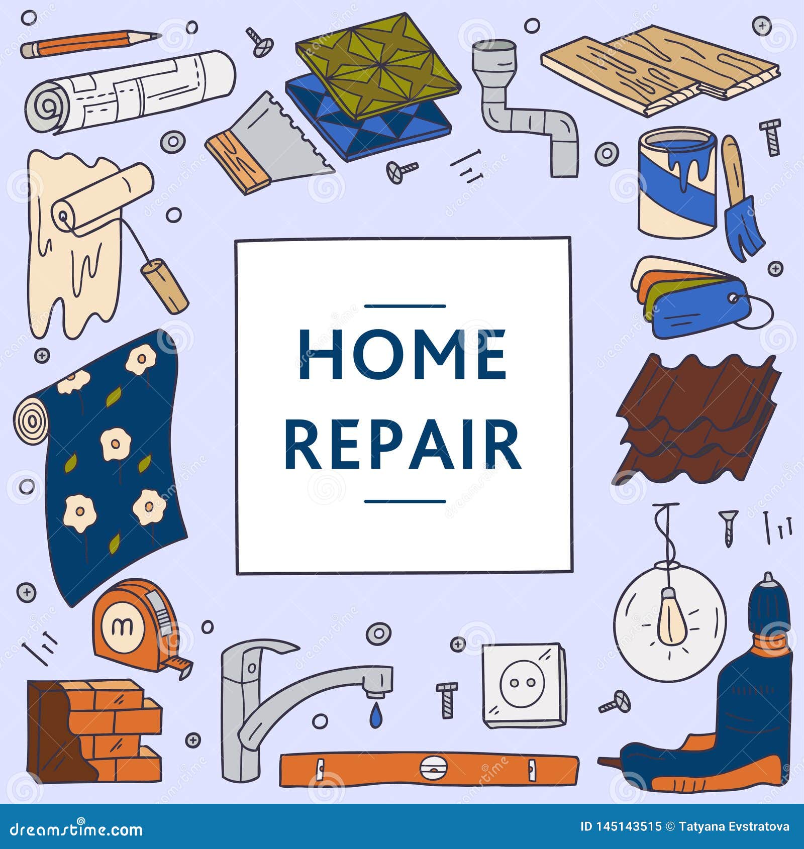 Repair and Construction of the House. Vector Template with Frame and ...