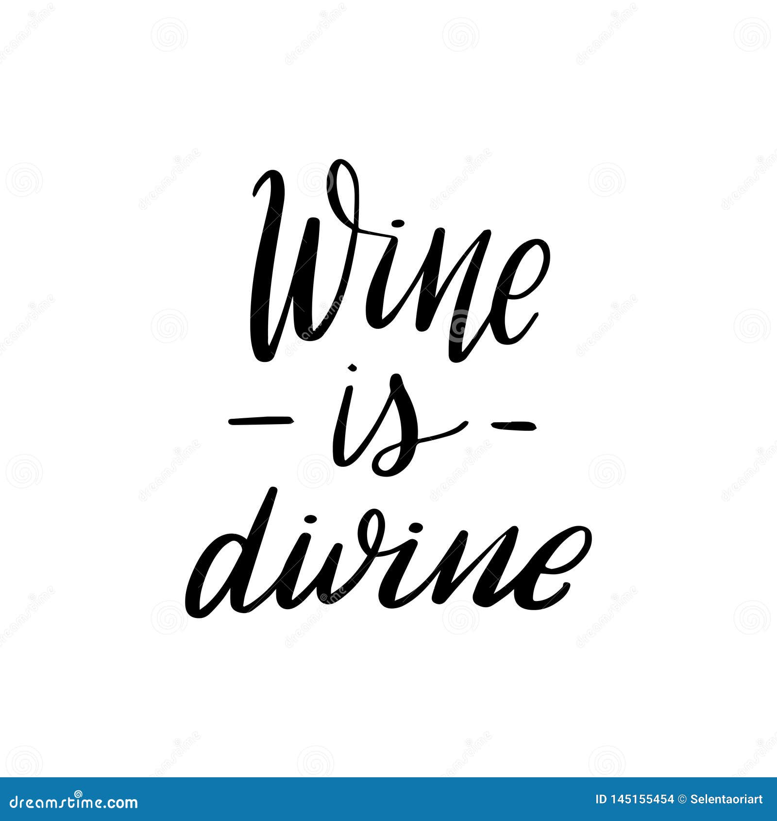 Lettering wine is divine stock vector. Illustration of calligraphy ...