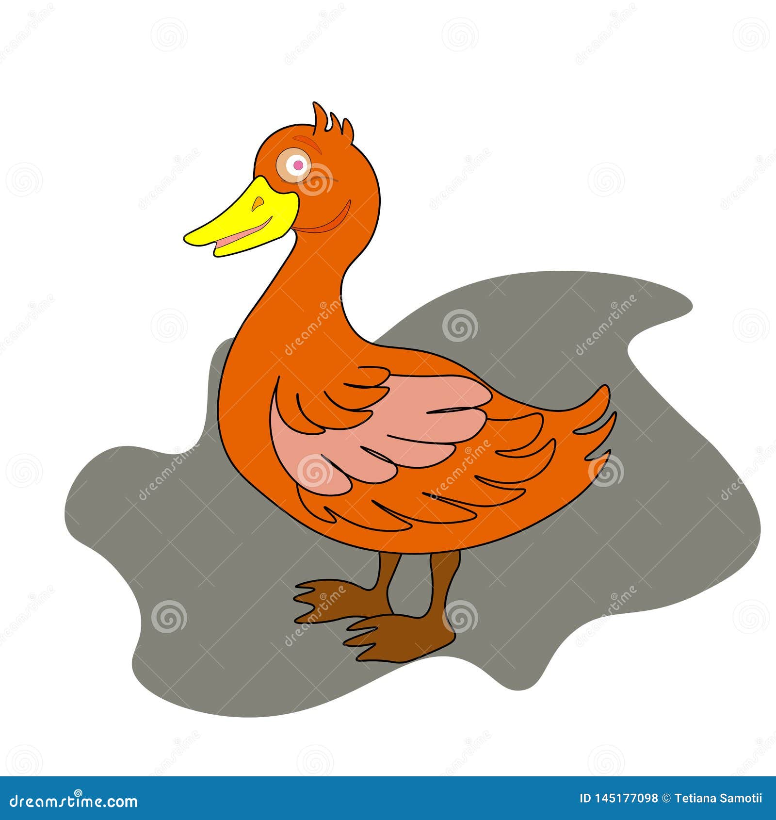 Duck And Ducklings Swimming In Pond. Cartoon Vector Illustration. Duck ...