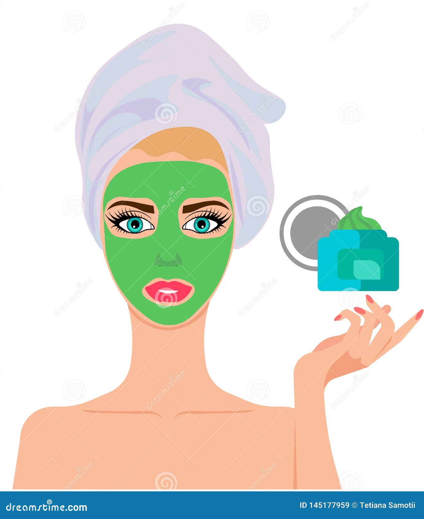 Web Face Mask of Clay. Beautiful Young Gir Stock Illustration ...