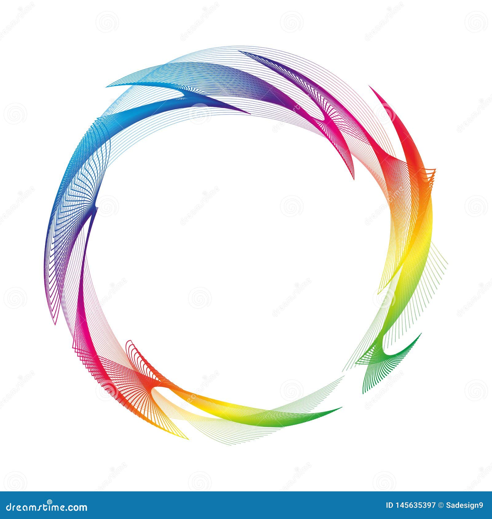 Wave of Many Colored Lines Circle Frame. Stock Vector - Illustration of ...