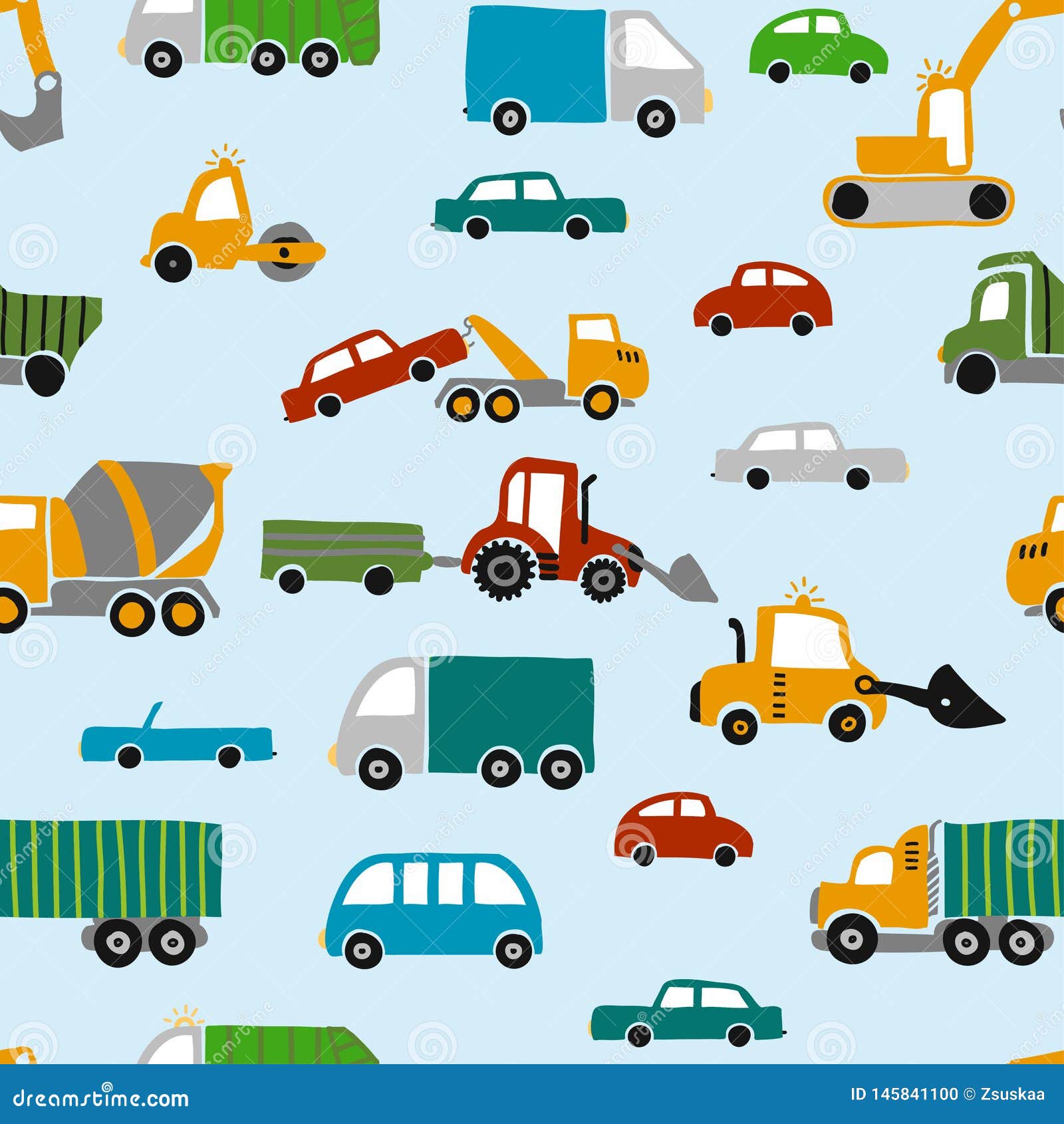 Vehicle Pattern Illustration Cartoon Illustration Cartoon Drawing And ...