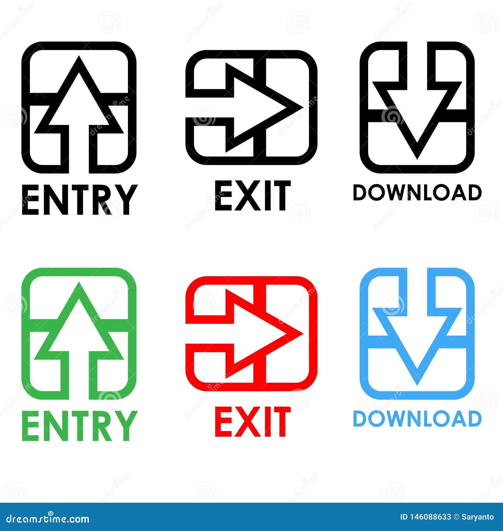 Entry, Download and Exit Vector Icons. Flat Design Stock Vector ...