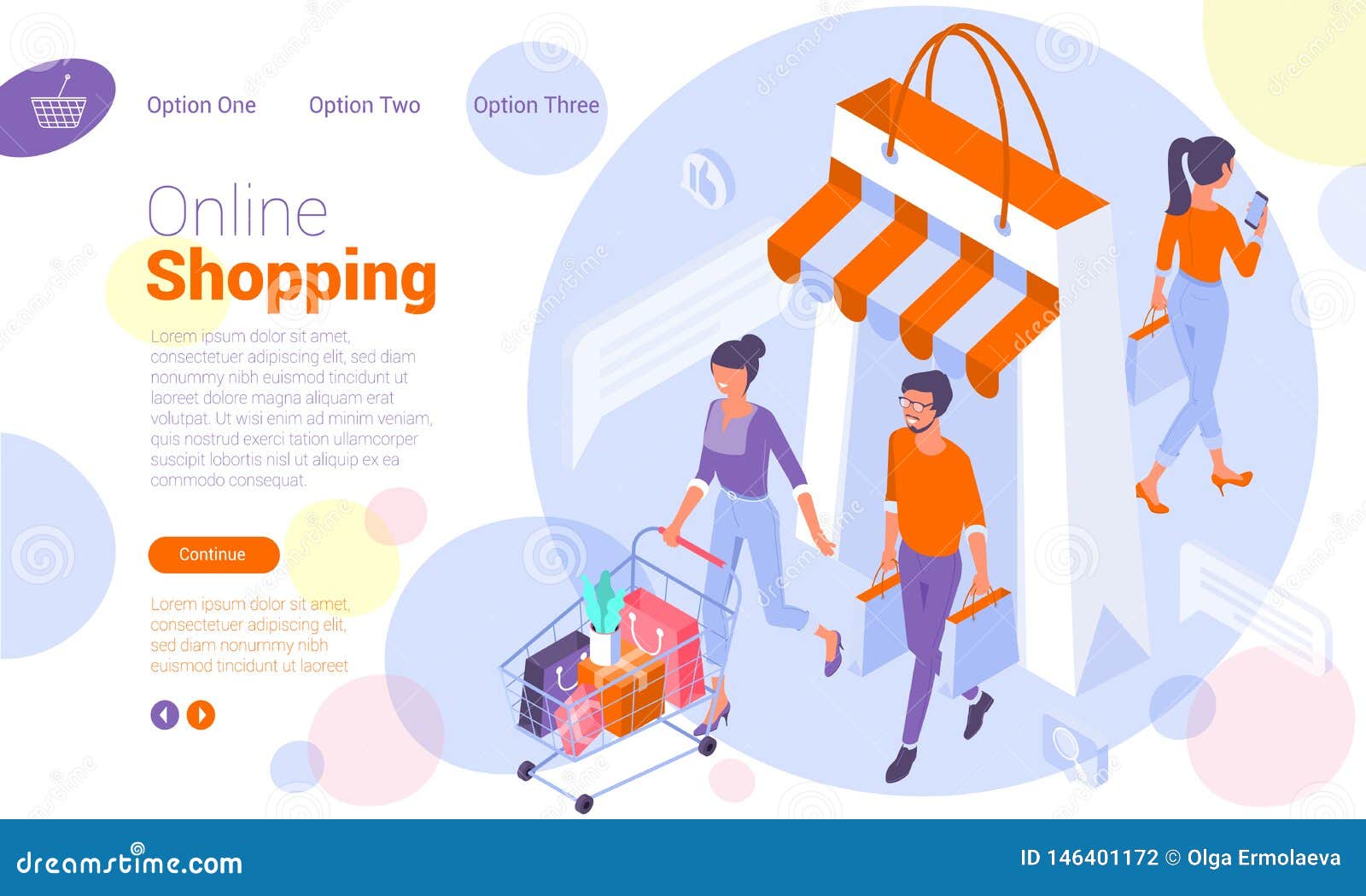 Web Page Template for Online Shopping Stock Vector - Illustration of ...