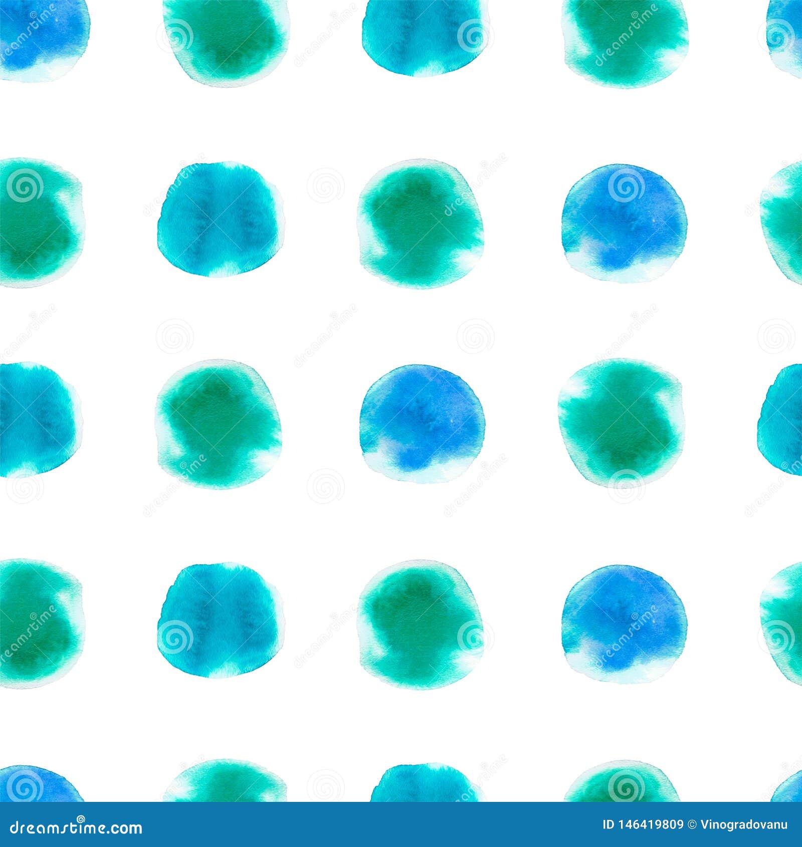 Watercolor Blue Circles. Water and Sea. Abstract Seamless Pattern Stock ...