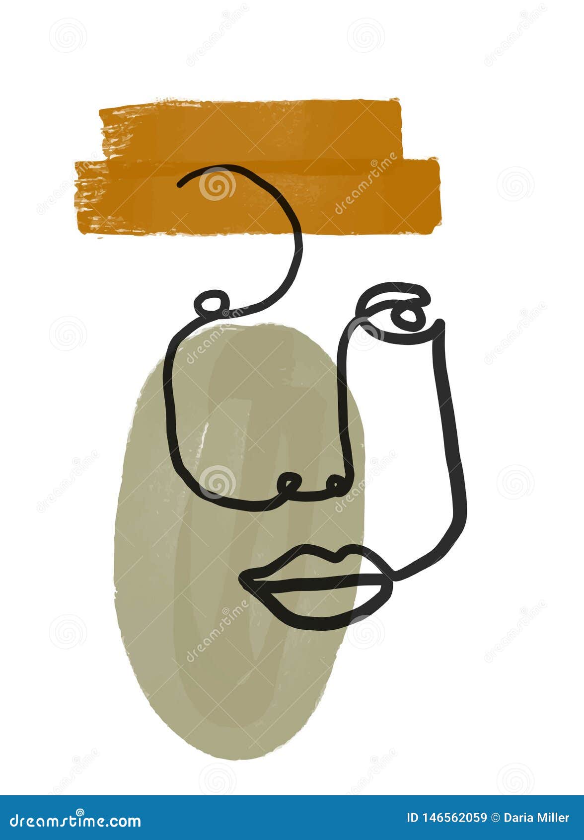 One Line Drawing Abstract Face. Modern Minimalism Art, Aesthetic ...