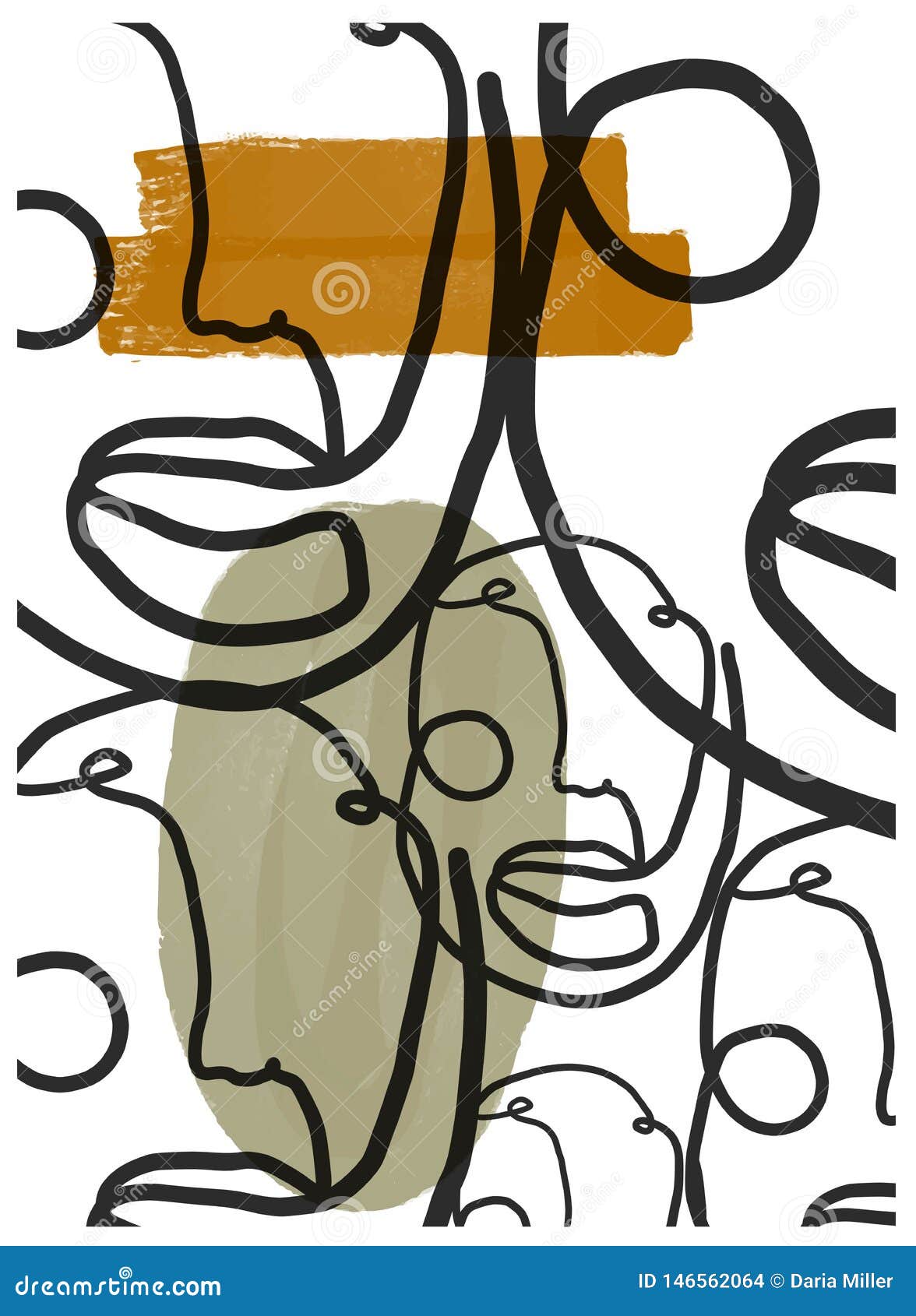 One Line Drawing Abstract Face. Modern Minimalism Art, Aesthetic ...