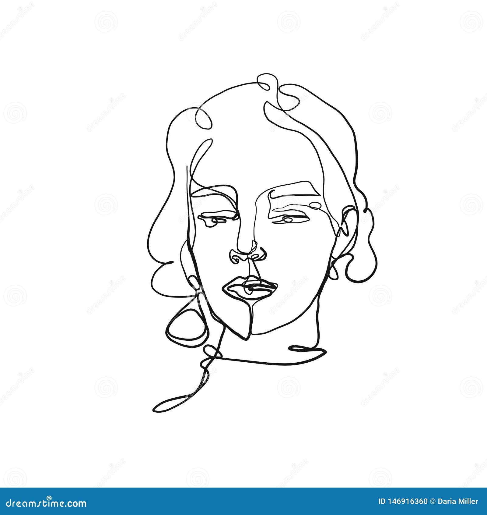 Continuous Line, Drawing Abstract Faces Woman Stock Vector ...