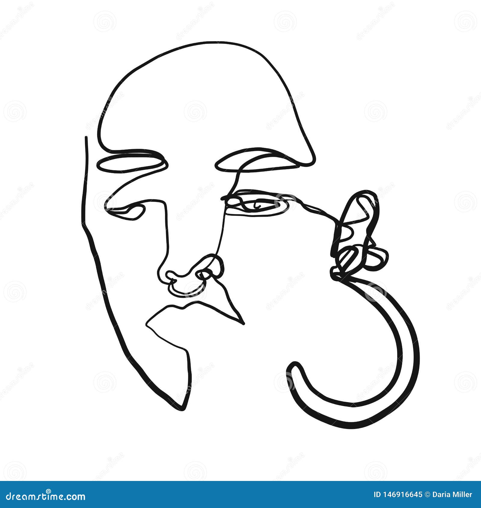 Continuous Line, Drawing Abstract Faces Woman Stock Illustration ...