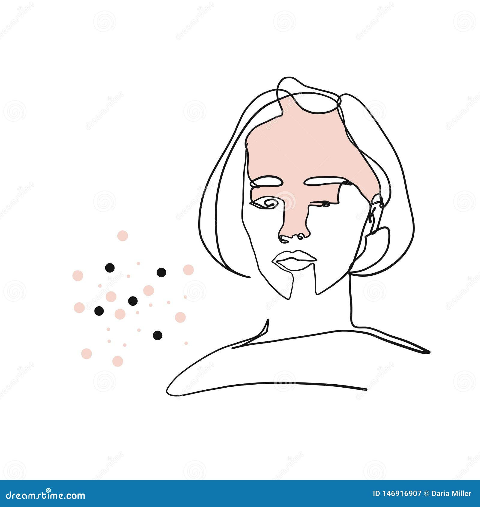 Continuous Line, Drawing Abstract Faces Woman Stock Vector ...