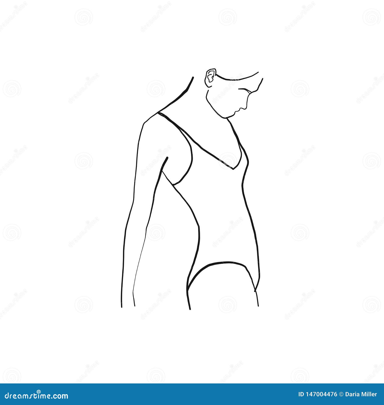 Beautiful Woman Figure. Minimal Art. Stock Illustration - Illustration ...