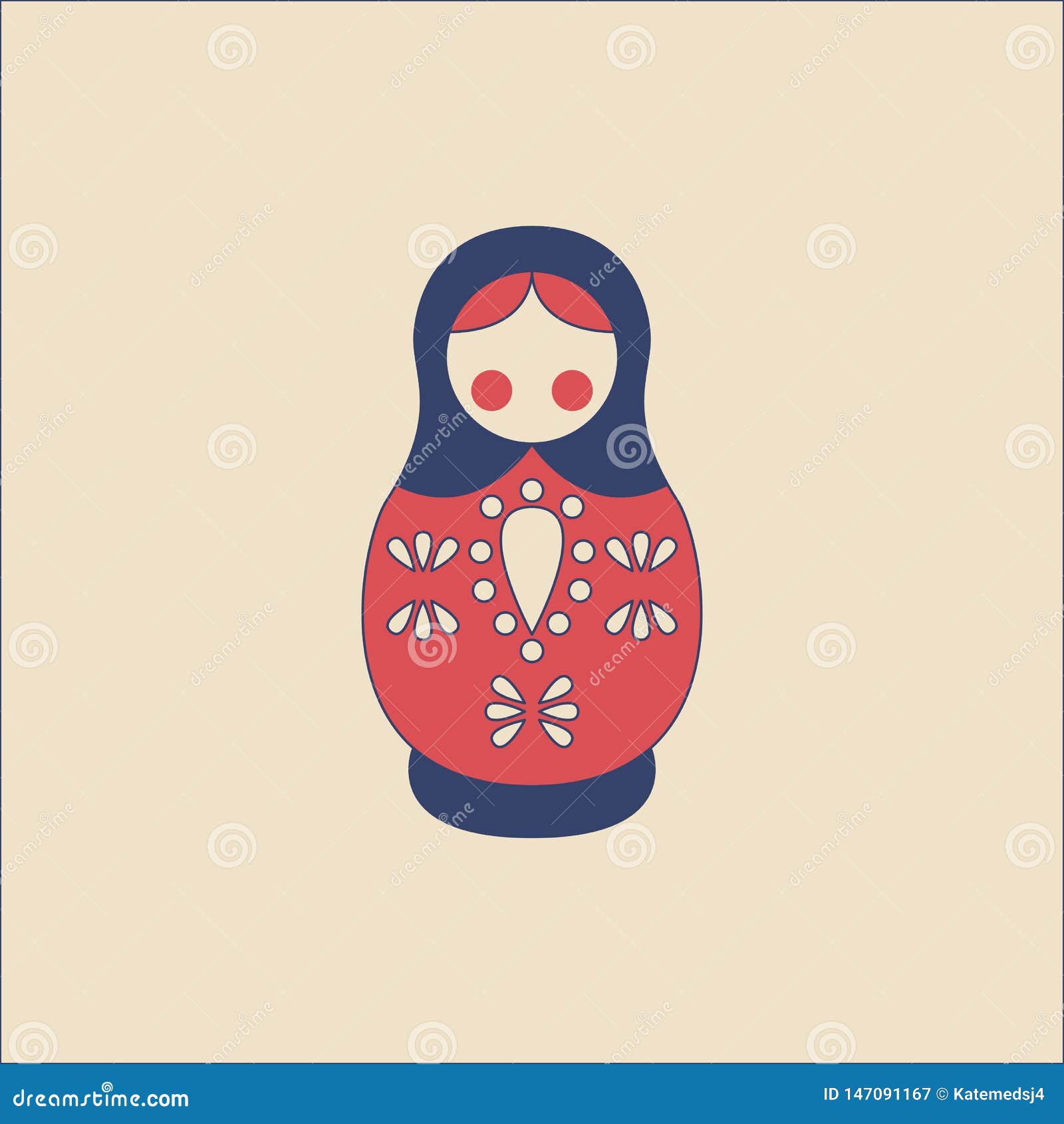 Vector Matryoshka in Modern Flat Style on Light Background. Poster with ...