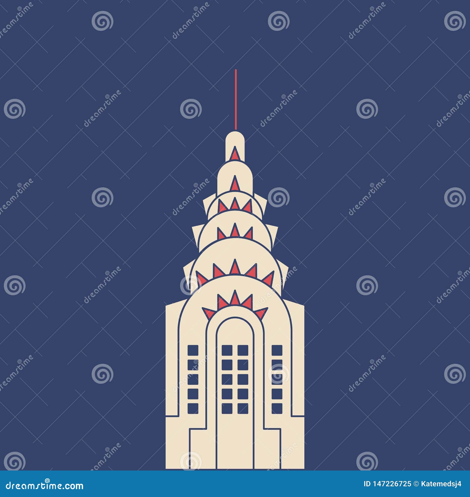 Vector Chrysler Building in Modern Flat Style on Light Background ...
