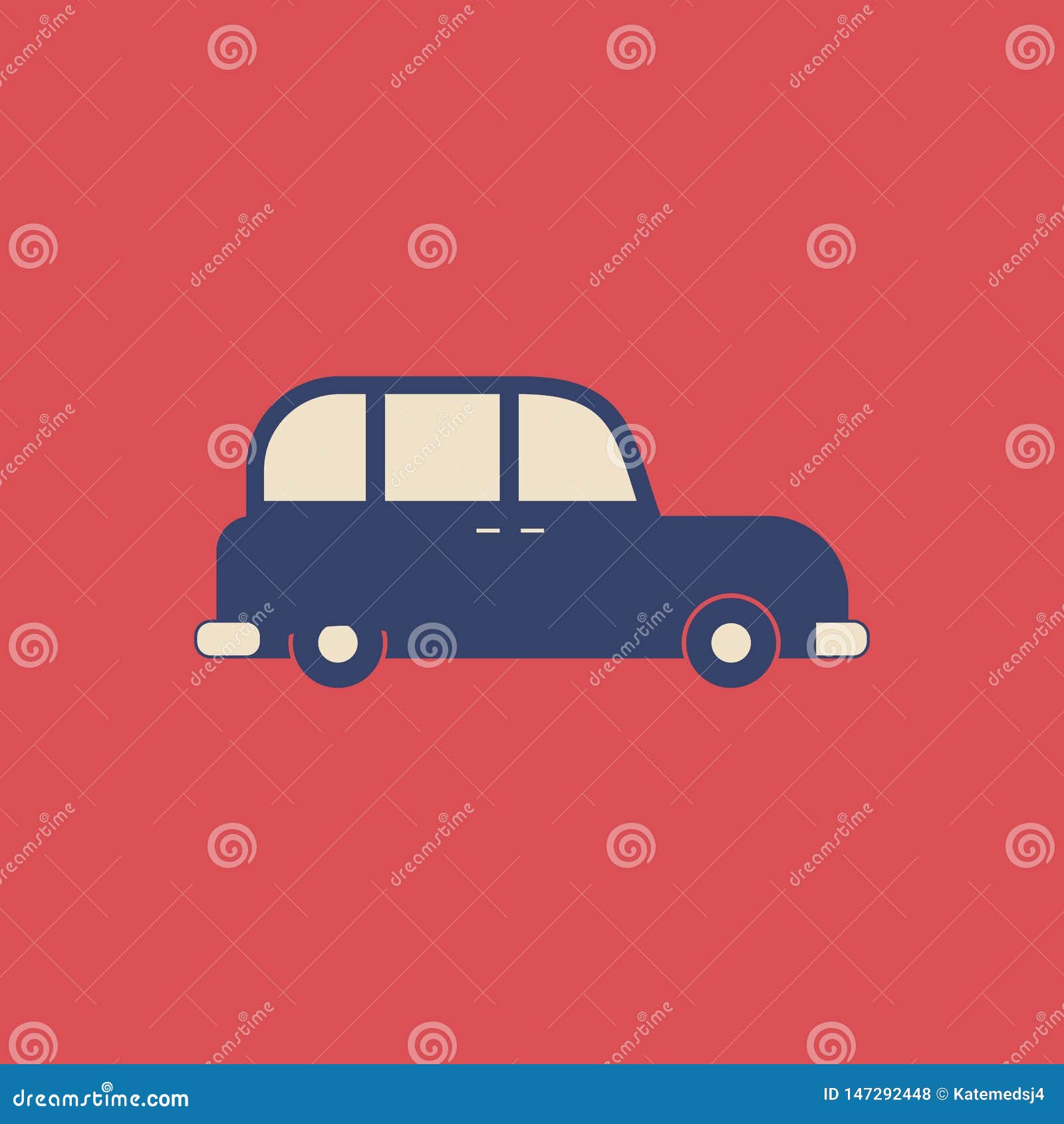 Vector London Cab in Modern Flat Style on Light Background. Poster with ...