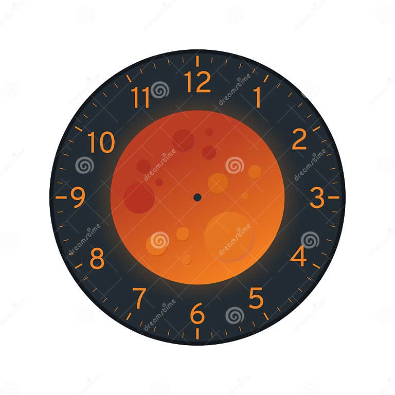 Blood Moon Printable Clock Face Template Stock Vector - Illustration of ...
