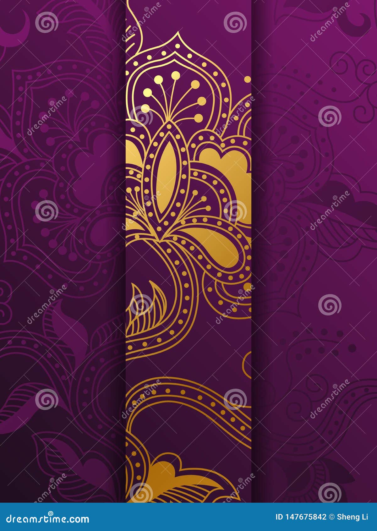 Western Golden and Purple Floral Background Template Stock Vector ...