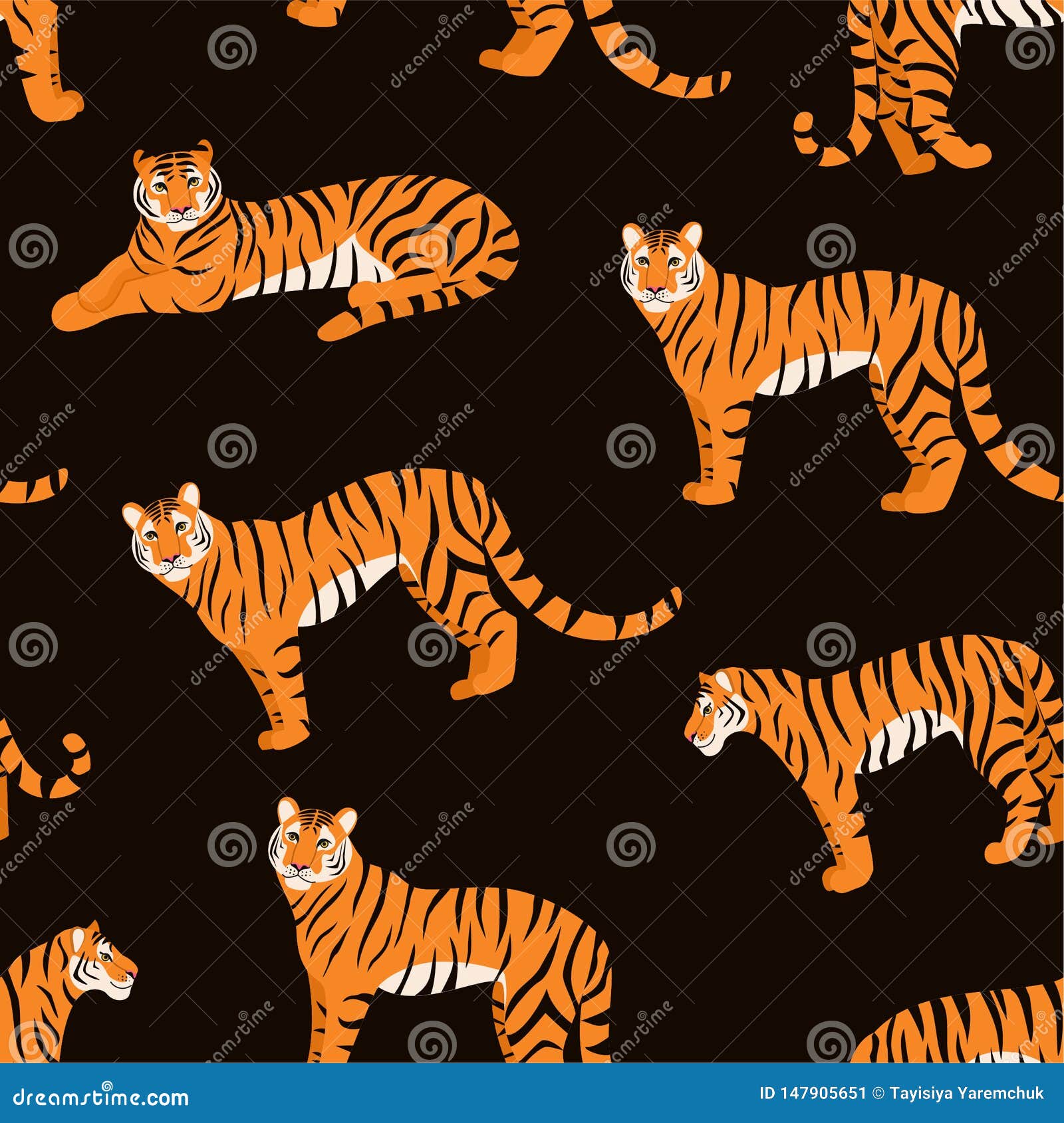 Trendy Tiger Pattern. Vector Seamless Texture. Stock Vector ...