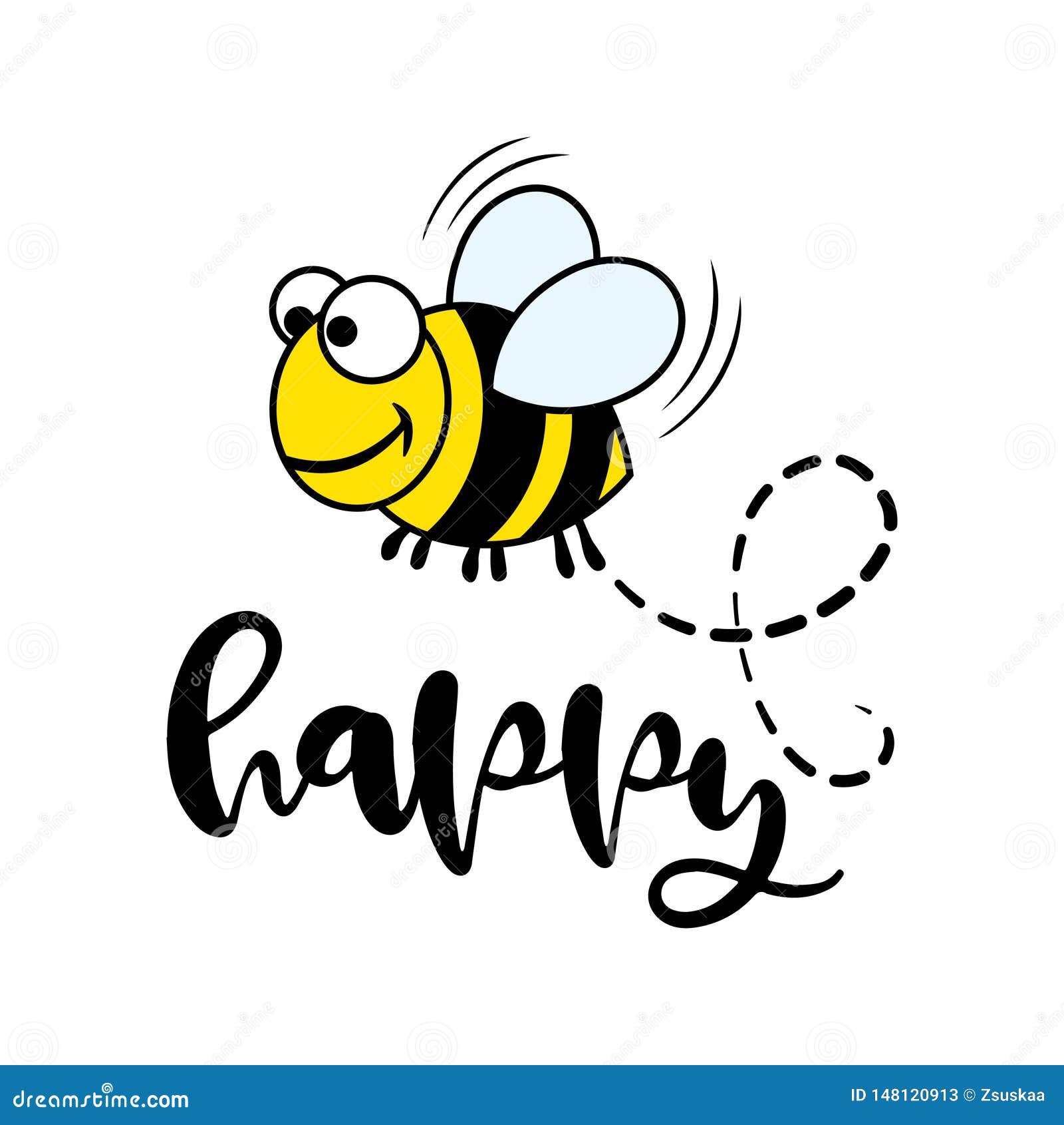 Bee Happy. - Funny Vector Saying Stock Vector - Illustration of beehive ...