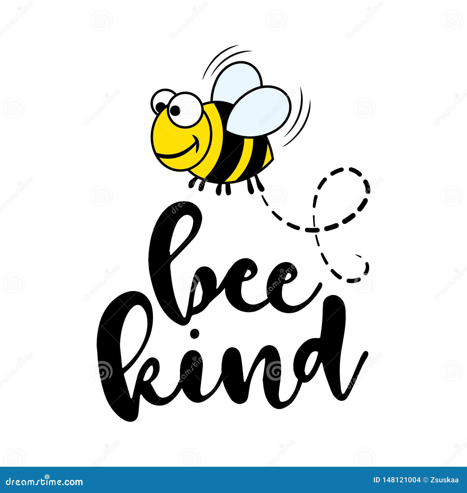 Bee Kind Funny Inspirational Card With Flying Bees And Lettering ...