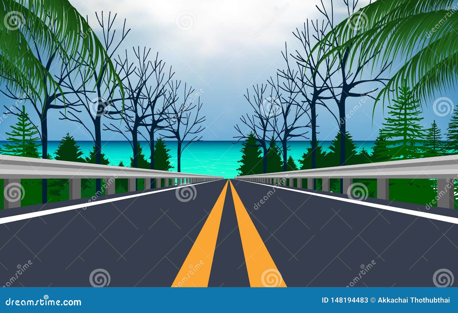 Landscape of Road To the Beach Stock Image - Image of island, beautiful ...