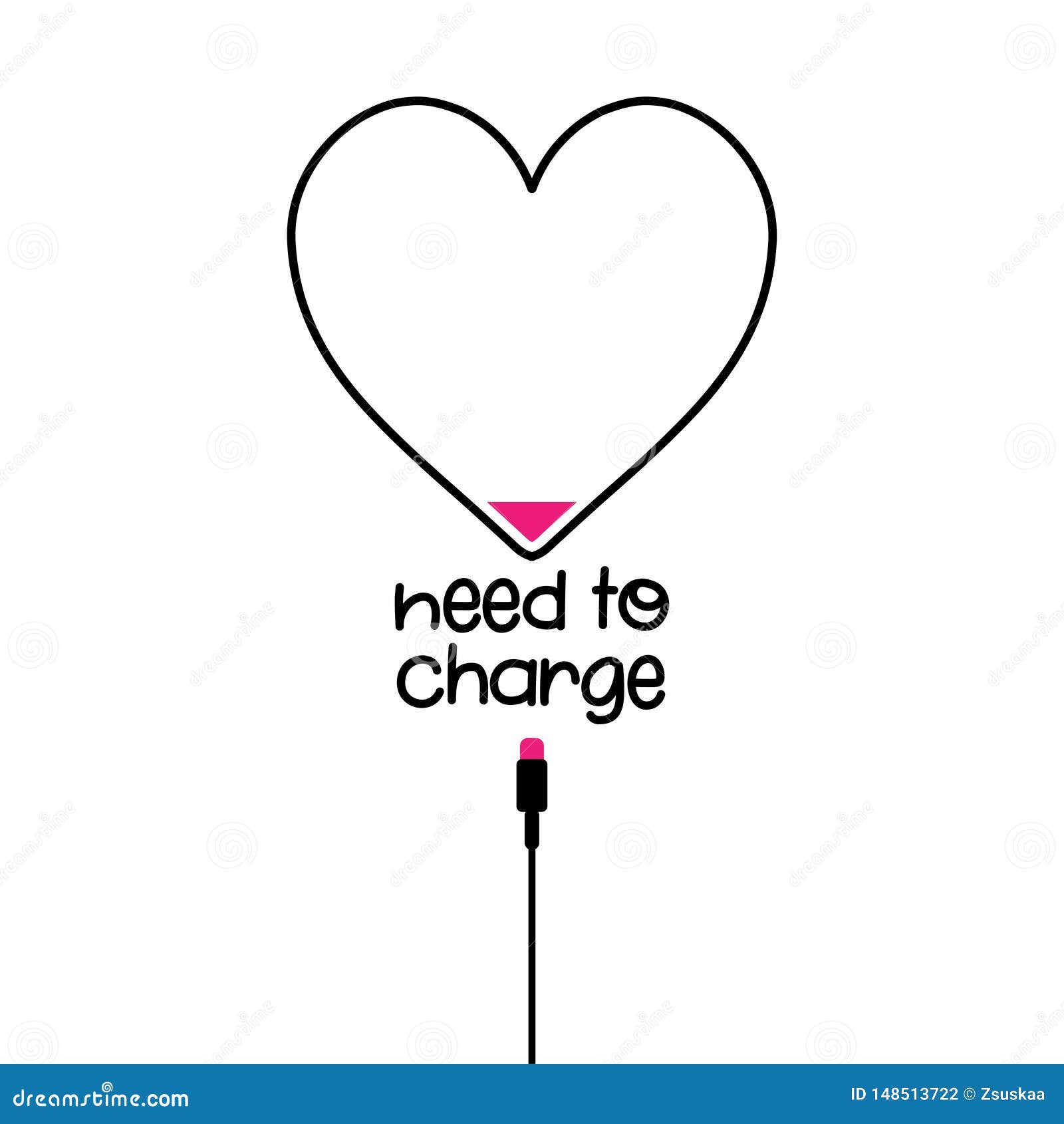 Need To Charge - Low Battery HEART Vector Funny Draw Stock Vector ...