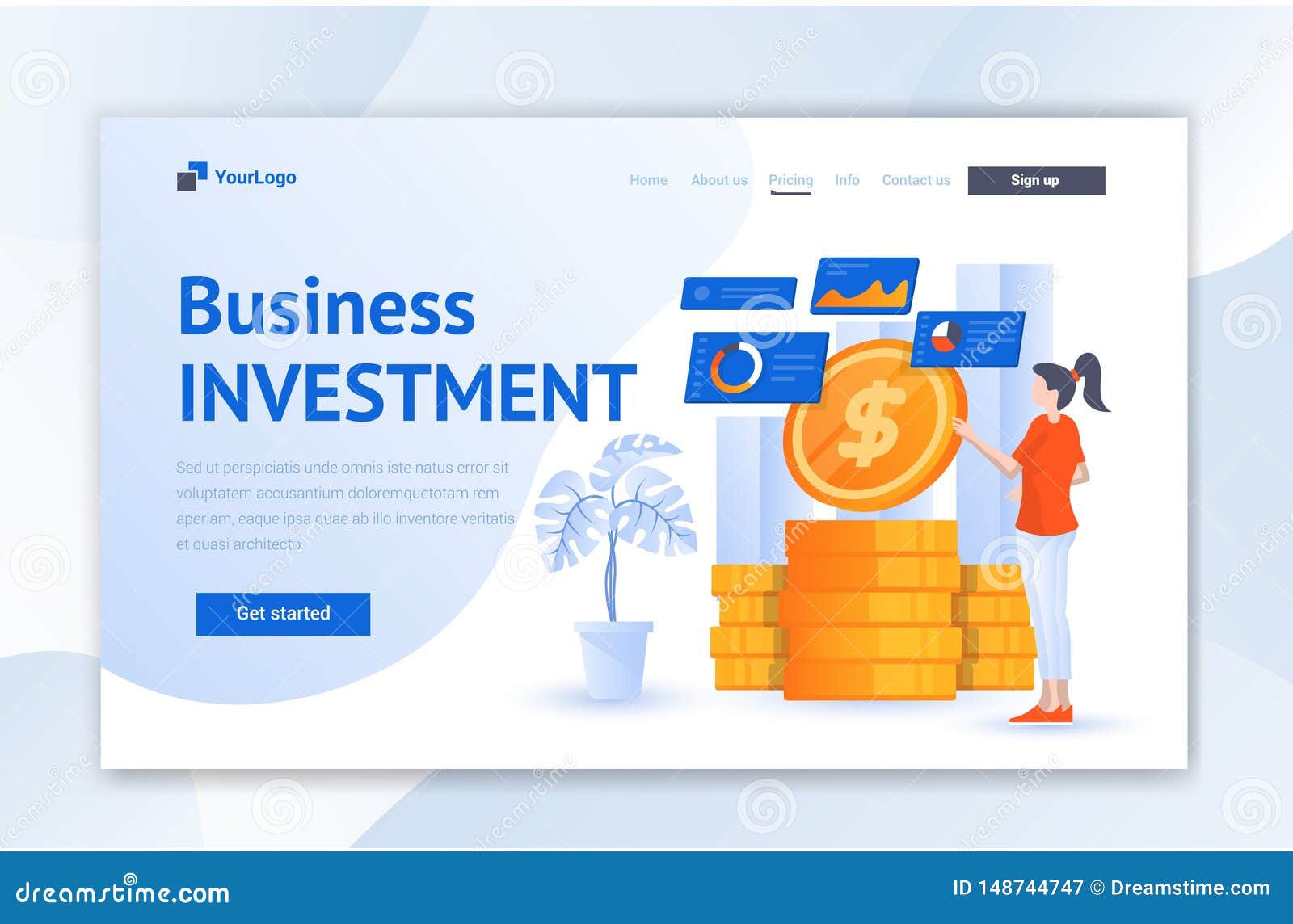 Business Investment Web Ui Landing Page Design .Modern Flat ...