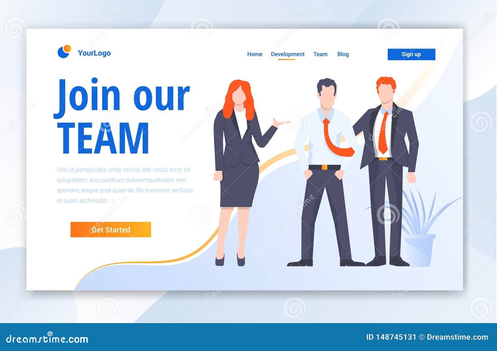 Team Work Creative Center Website Template Design. Vector Illustration ...