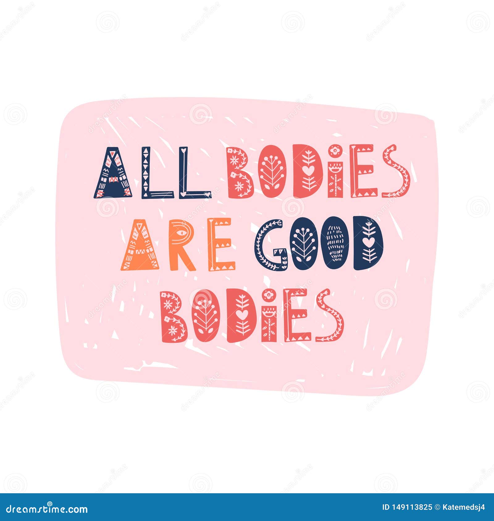 All Bodies are Good Bodies. Vector Hand Drawn Lettering, Scandinavian ...
