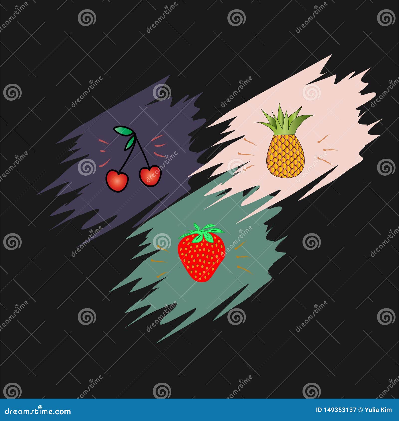 Vector Illustration with Isolated Colorful Fruit Symbols. Stock Vector ...