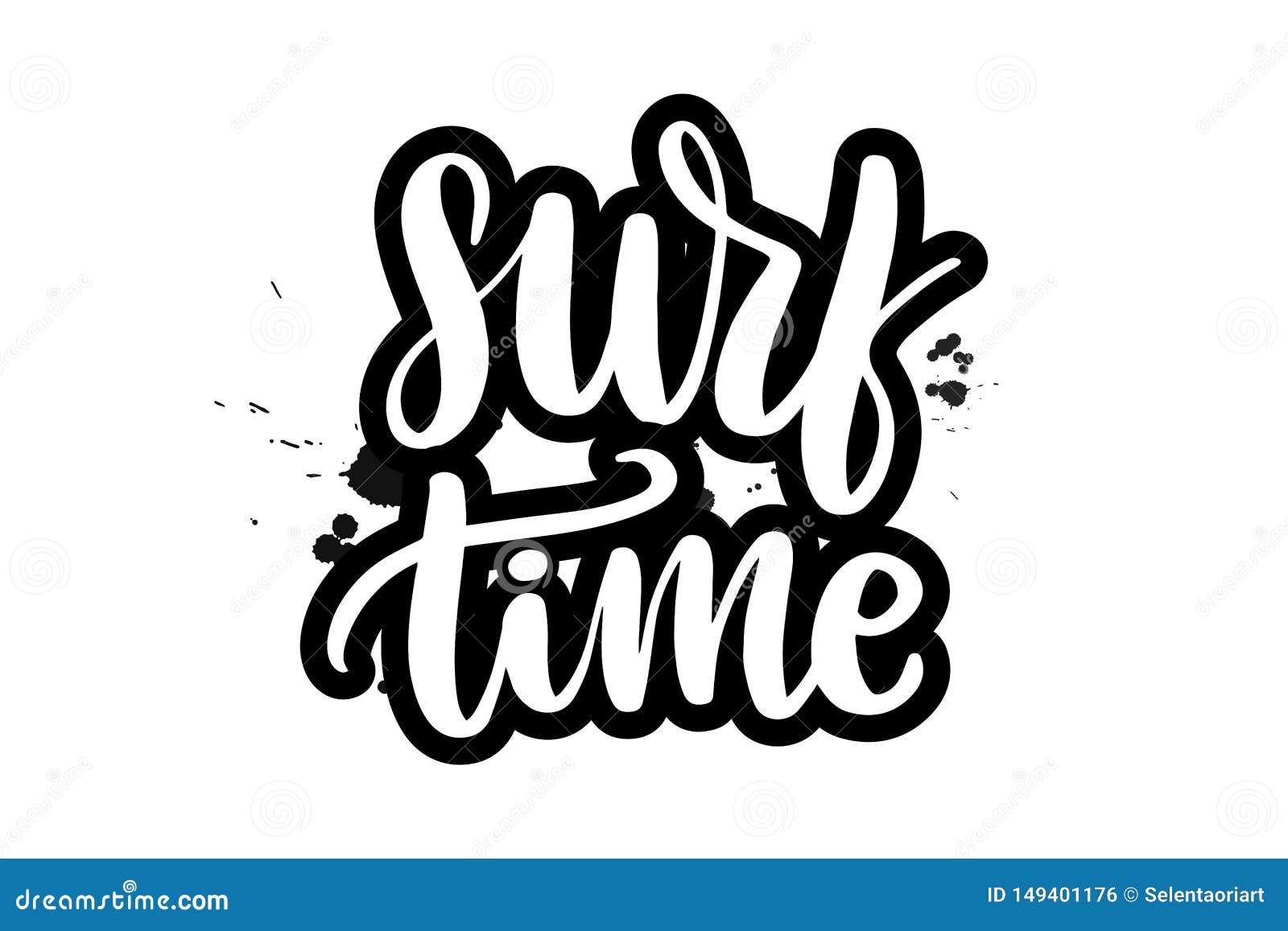 Lettering surf time stock vector. Illustration of hand - 149401176