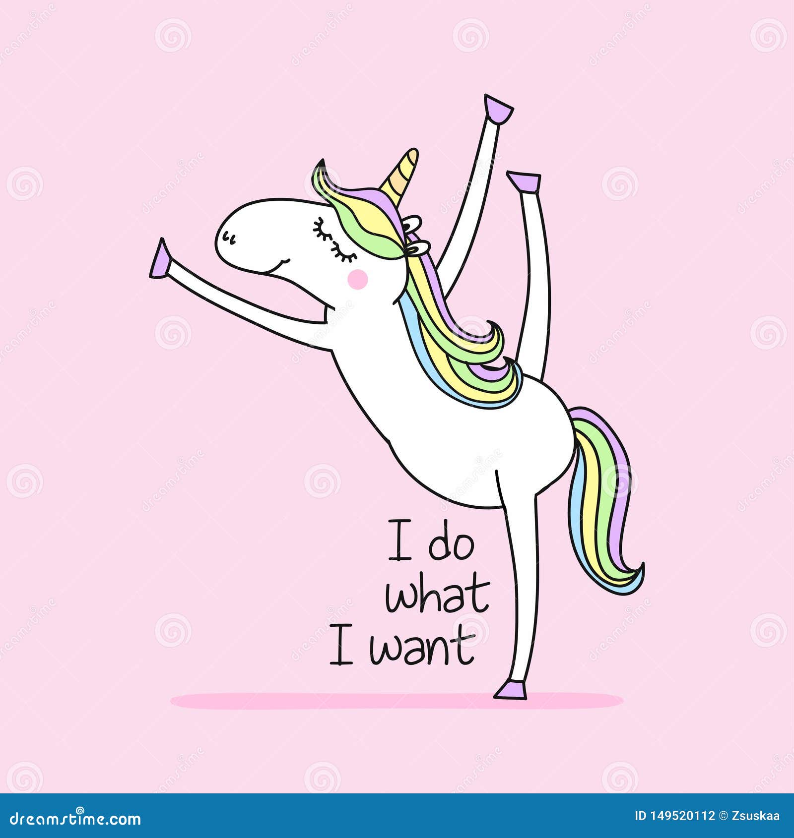 I Do What I Want - Funny Vector Quotes and Unicorn Drawing. Stock ...