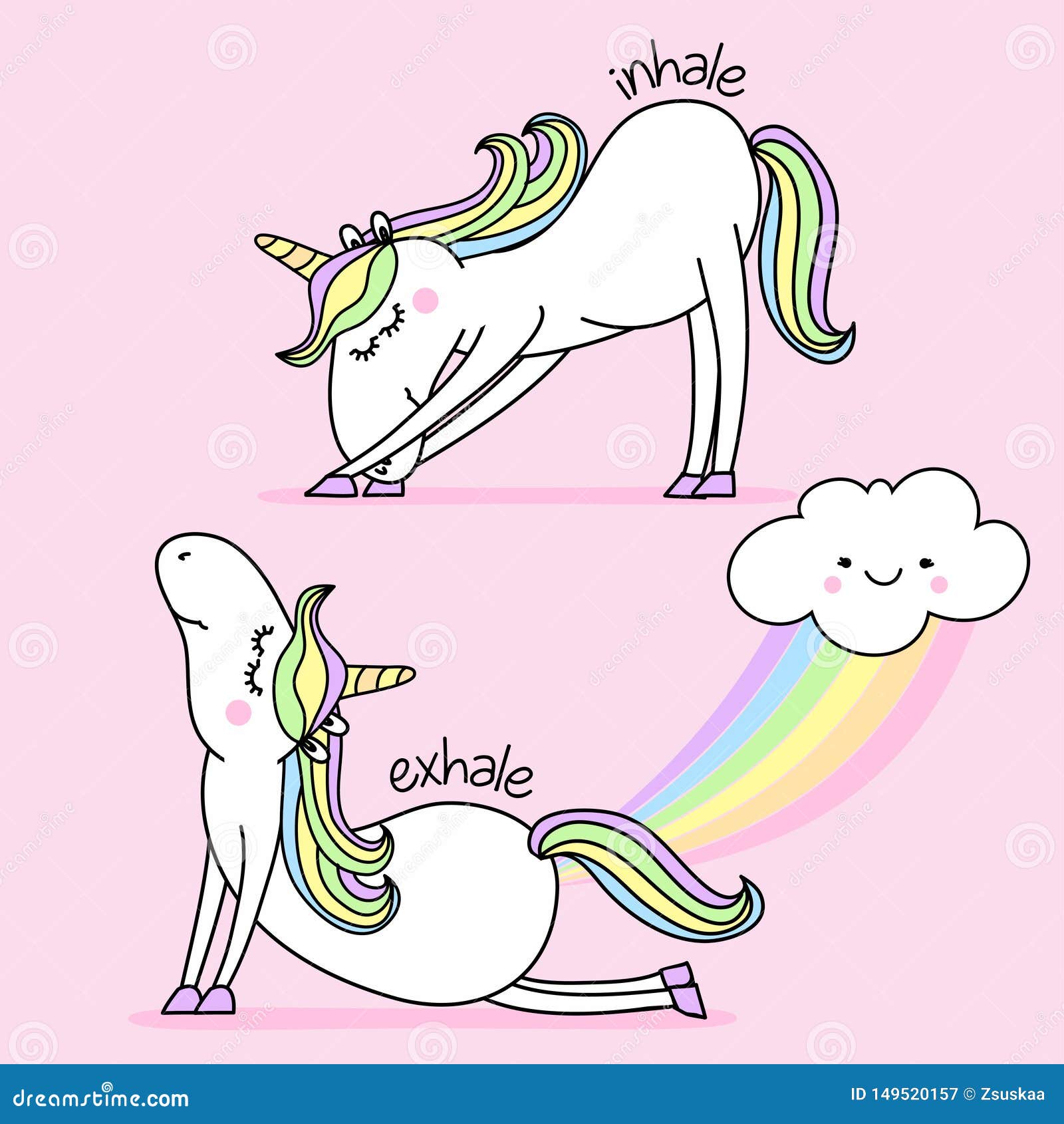 Exhale - Inhale - Namaste Fart Rainbow Funny Vector Quotes And Unicorn ...